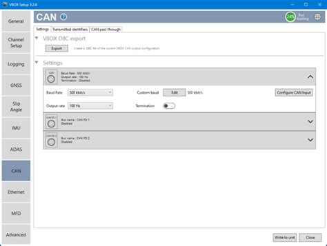 Can Configuration Racelogic Support Centre