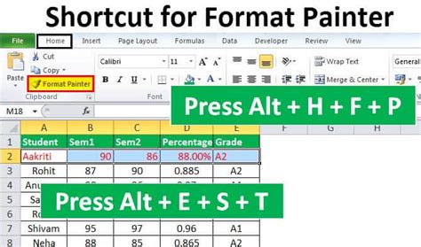 Excel Format Painter Paintbrush
