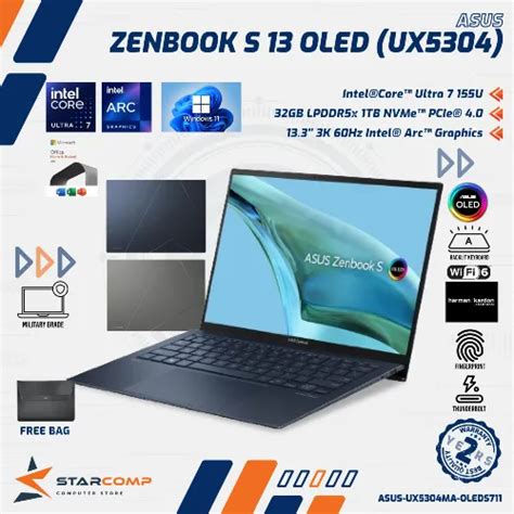 Starcomp Asus Zenbook S Oled Ux Ma Ultra U Gb Tb K W Ohs