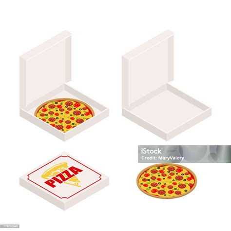 피자와 상자 세트입니다 닫혀 있고 상자를 엽니다 패스트 푸드 벡터 일러스트 0명에 대한 스톡 벡터 아트 및 기타 이미지 0명 등측투영법 레스토랑 Istock