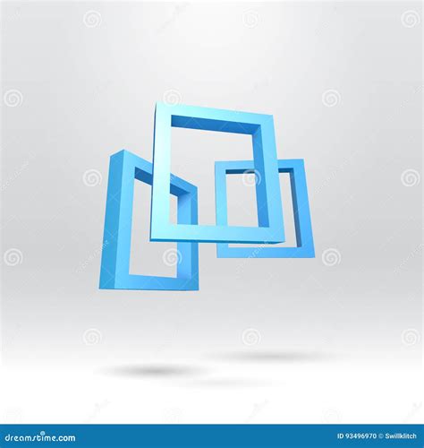Three Blue Rectangular 3d Frames Stock Vector Illustration Of