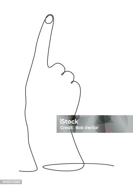 집게 손가락을 가리키는 하나의 연속 선 그리기 씬 라인 일러스트 레이 션 벡터 개념 윤곽선 그리기 창조적 인 아이디어 손에 대한 스톡 벡터 아트 및 기타 이미지 Istock