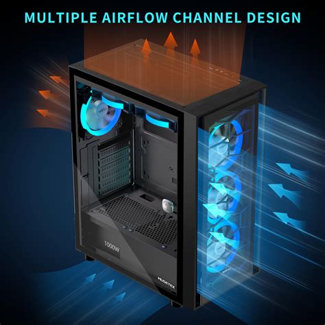 Musetex Atx Pc Case 6 Pwm Argb Fans Pre Installed Computer Case