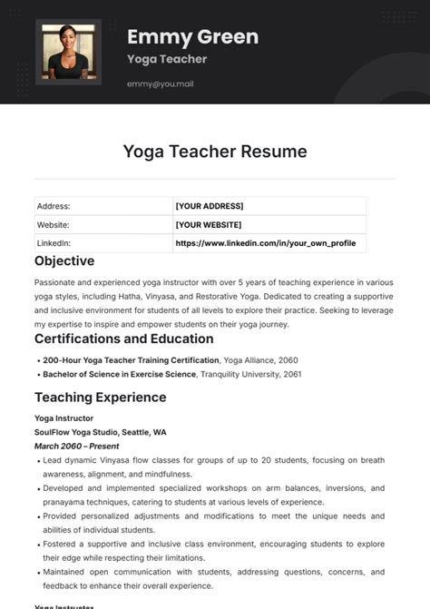 Free Teacher Resume Template To Edit Online