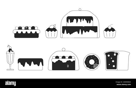 Confectionary Store Products Black And White 2d Line Cartoon Objects Set Stock Vector Image