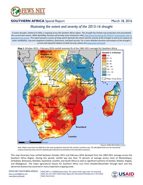 Southern Africa Special Report Illustrating The Extent And Severity Of