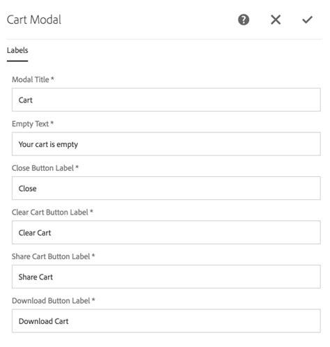 Cart Modal Asset Share Commons