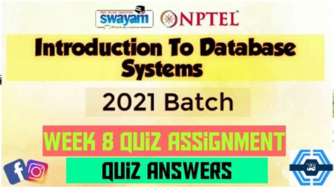 Introduction To Database Systems Week 8 Answers 2021 Nptel Youtube