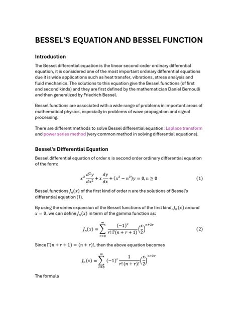 Bessel Differential Equation Pdf Differential Equations Equations