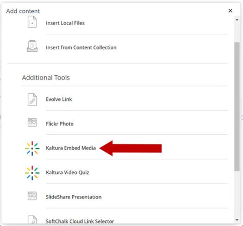 Kaltura How To Embed Media Via The Content Editor In Original Uams Educational Development