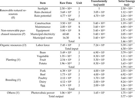 Emergy Input And Output Of The Courtyard Unit Download Scientific