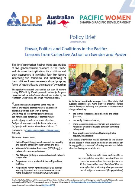 Brief Power Politics And Coalitions In The Pacific Lessons From Collective Action On Gender