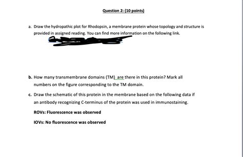Question 2 10 Points A Draw The Hydropathic Plot