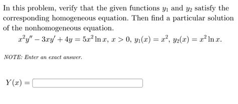 Solved In This Problem Verify That The Given Functions Yi