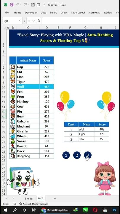 🎥 Excel Story Playing With Vba Magic Auto Ranking Scores And Floating
