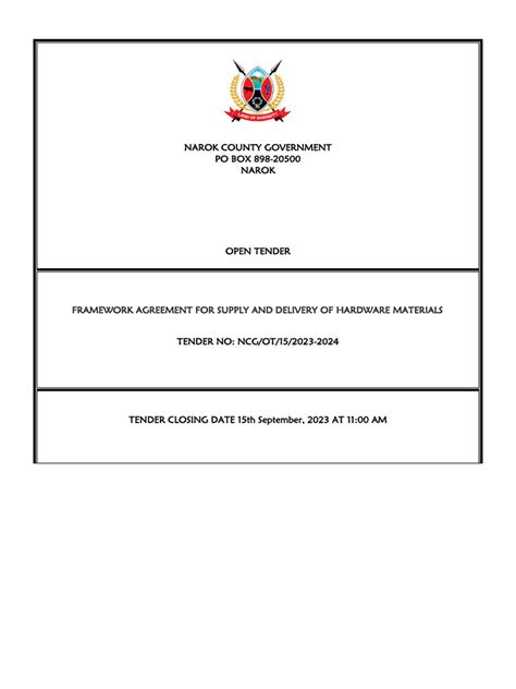 Framework Agreement For Supply And Delivery Of Hardware Materials Pdf