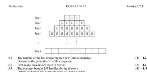 Mathematics Row 1 Row 2 Row 3 Row 4 Kzn Grade 12 Revision 2023 1 2 3 4 5 6 7 8 9 10 11 12 13 14