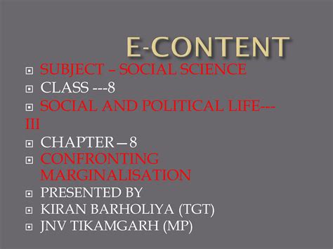 Ch 8 Confronting Marginalisation 1 Pptx