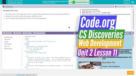 Styling Elements With Css Lesson 113 Web Development Cs Discoveries Youtube