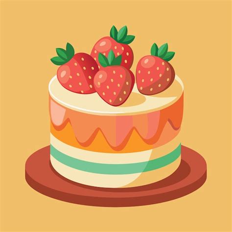Vector Cake With Strawberry Premium Ai Generated Vector