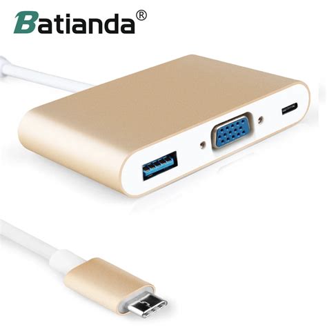 USB Type C To VGA Adapter Multiport USB3 0 Hub Type C Female With Charging VGA Video Converter