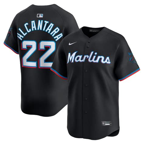 Mens Miami Marlins Sandy Alcantara Nike Black Alternate Limited Player
