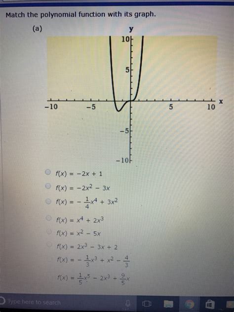 solved match the polynomial function with its graph f x
