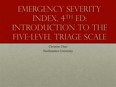 Ppt Emergency Severity Index Th Ed Introduction To The Five Level Triage Scale Powerpoint