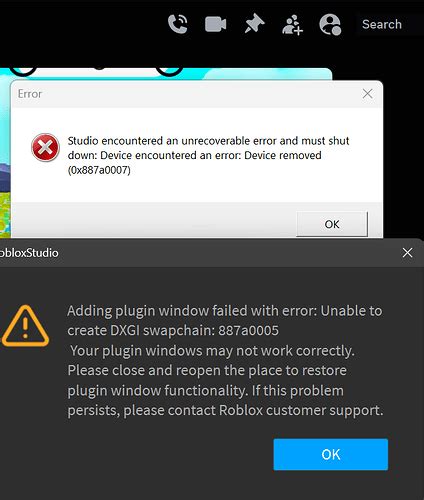 Roblox Studio Crashing Fully When A Plugin Window Is Clicked On Or Any Other Baked In Window
