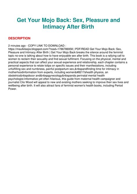 PPT Get PDF Download Get Your Mojo Back Sex Pleasure And Intimacy