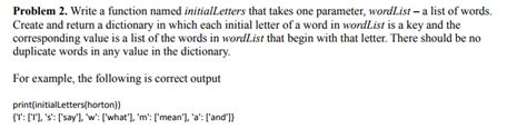 Solved Problem 2 Write A Function Named Intialletters That