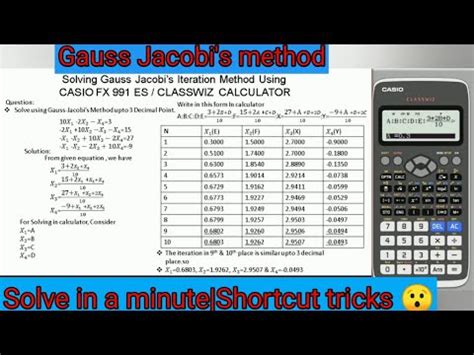 Gauss Jacobi method using calculator|shortcut tricks - YouTube