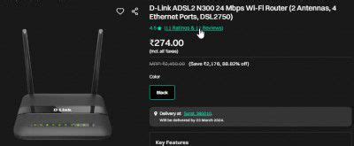 D Link ADSL N Mbps Wi Fi Router Antennas Ethernet Ports DSL Dealsmagnet Com