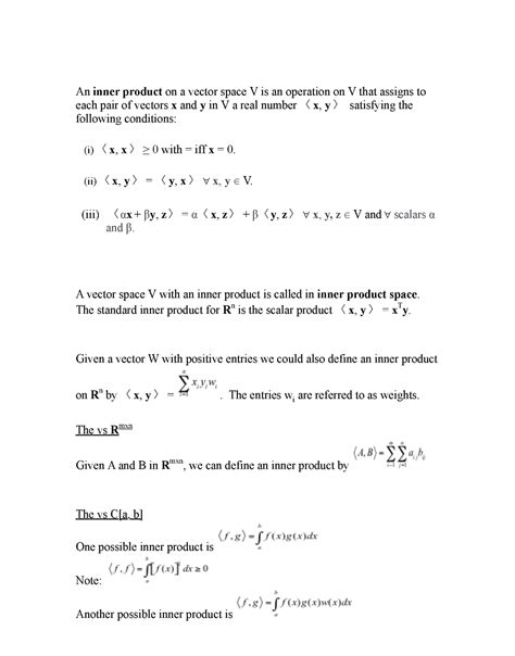 Inner Products And Orthogonal Matricies An Inner Product On A Vector Space V Is An Operation