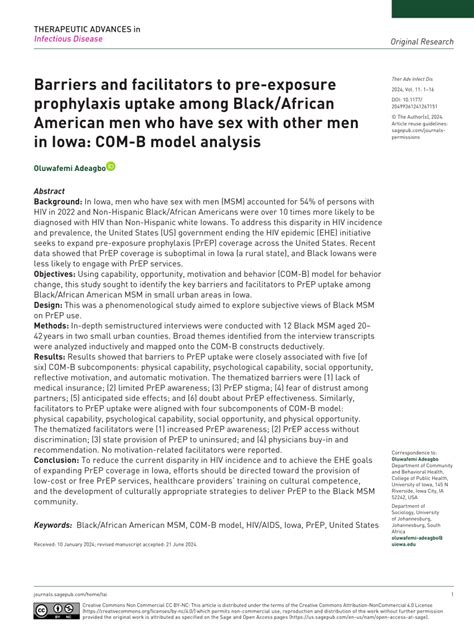 Pdf Barriers And Facilitators To Pre Exposure Prophylaxis Uptake