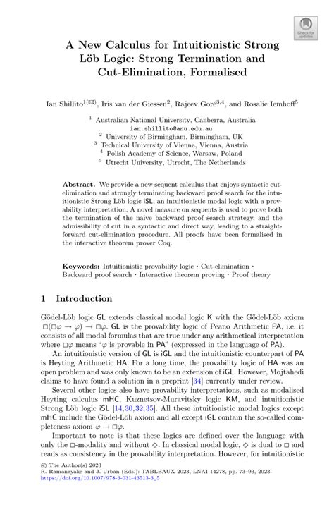 pdf a new calculus for intuitionistic strong löb logic strong