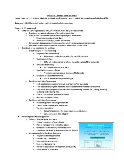 Database Exam 1 Review Pdf Relational Database Databases