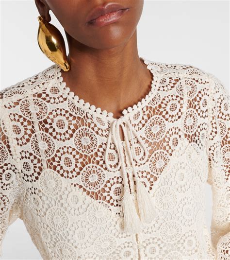 베이지 레이스 코튼 미니드레스 Frame Mytheresa