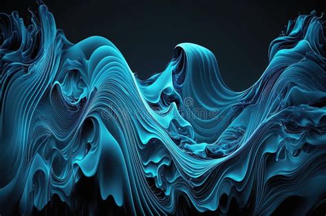 Blue Abstract Liquid Wave Background Flowing Liquid Generative Ai