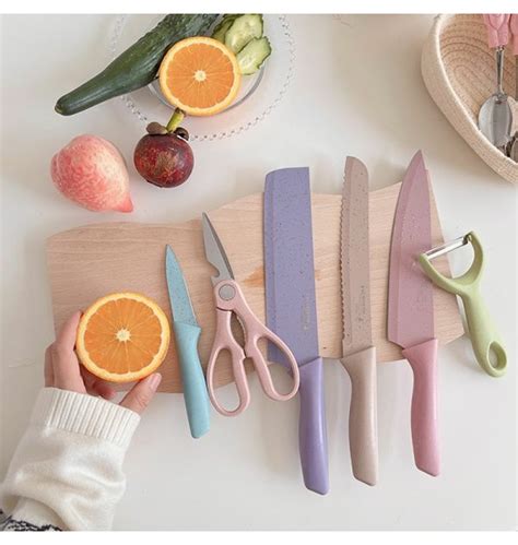 파스텔 마카롱 핑크 라벤더 베이지 컬러 신혼 주방 칼 세트 티몬