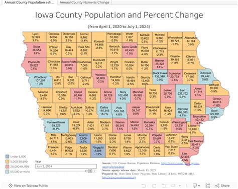 2024 County Population Map Iowa State Data Center