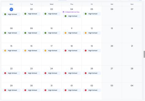 kendo scheduler month view header template week names in short format