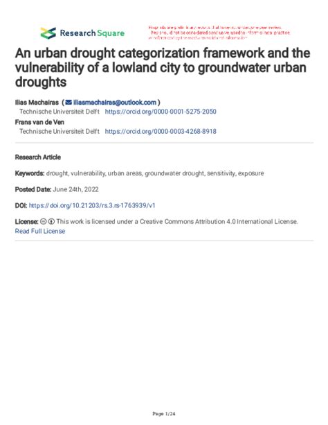 Pdf An Urban Drought Categorization Framework And The Vulnerability