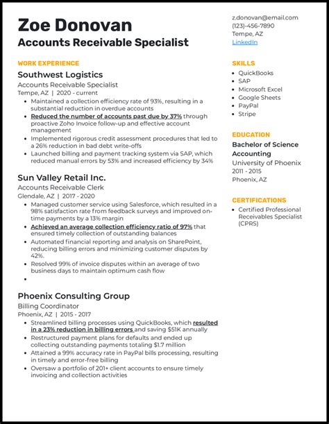 12 Accounts Receivable Resume Examples Built For 2025