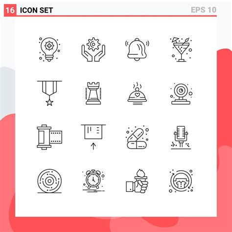 Pack Of 16 Creative Outlines Of Medal Decoration Communication Badge Sparkling Water Editable