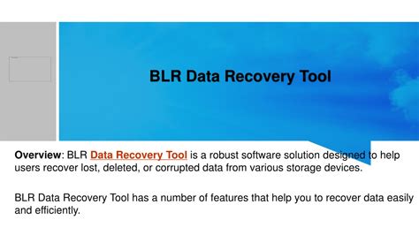 Ppt Blr Data Recovery Tool Features And Installation Guide Powerpoint Presentation Id 13404803