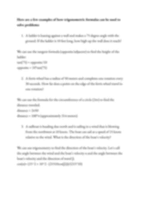 Solution Trigonometry Formulas Examples Studypool