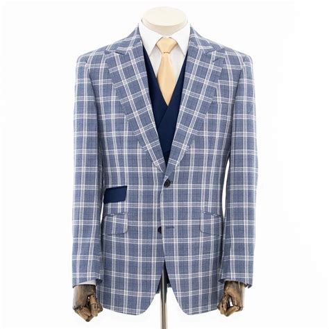 Blue Plaid 3 Piece Tailored Fit Suit