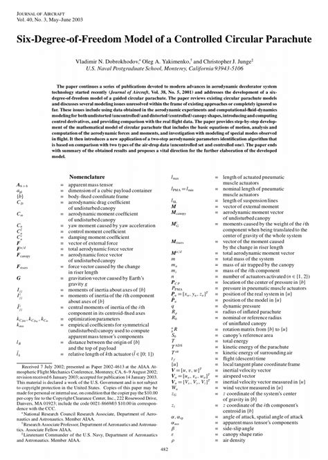 pdf six degree of freedom model of a controlled circular parachute