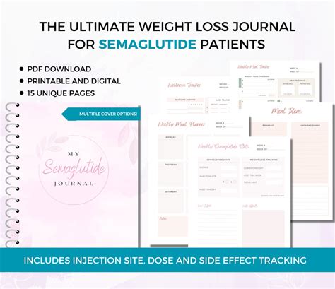 Semaglutide Weight Loss Tracker Pdf Weightloss Journal Fitness